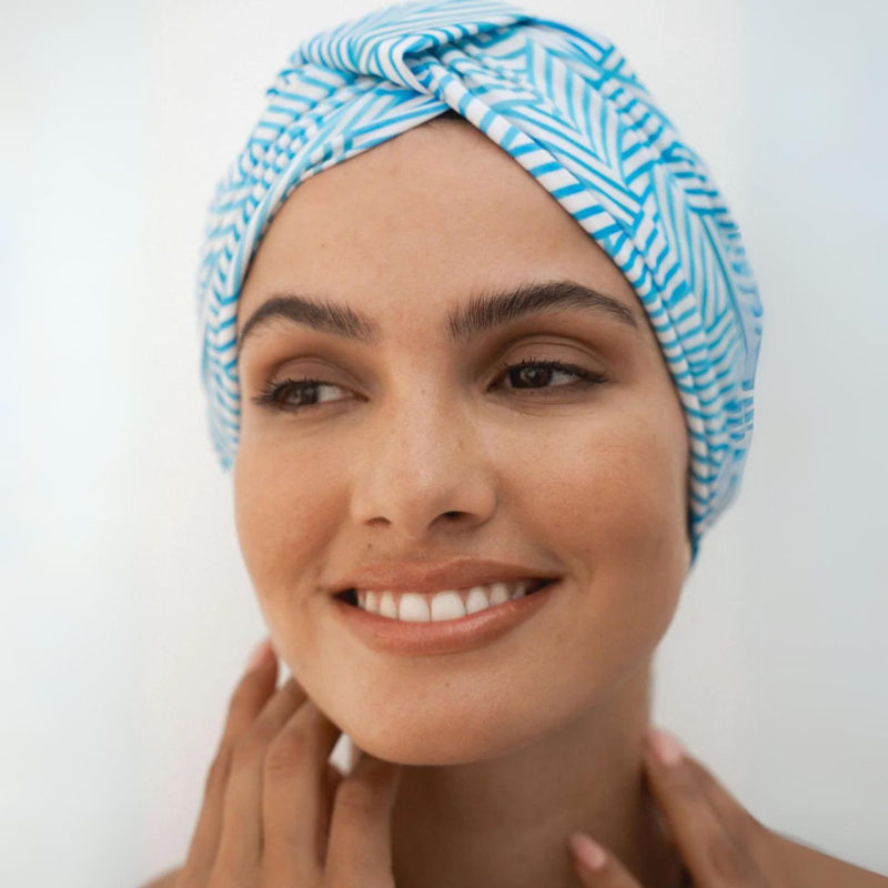 Louvelle Shower Caps Amelie in Aqua Stripe